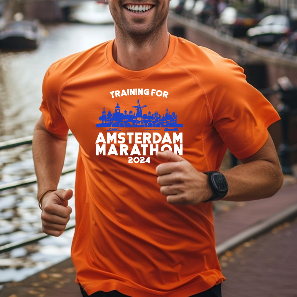 Training For Amsterdam Marathon 2024 T-shirt - Personalised Printed ...